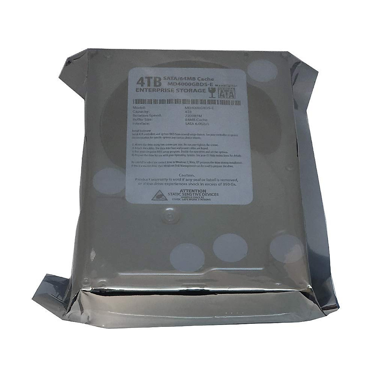 MaxDigital 4TB 7200RPM 64MB Cache SATA 6.0Gb/s (Enterprise Storage) 3.5inch Internal Hard Drive (Renewed)