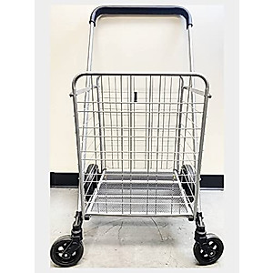 Utility Folding Shopping Cart with 360° Wheels for Grocery, Laundry and Travel, 88lbs Capacity (X-Large)