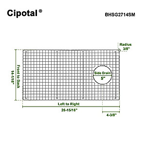 CIPOTAL 27 in. x 14 in. Side Drain Sink Protector with Supersoft Silicone Feet in 304 Grade Stainless Steel