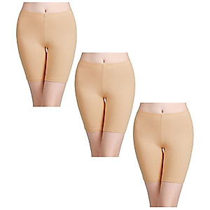 wirarpa Women's Cotton Boy Shorts Underwear Long Leggings Under Shorts Anti Chafe Bloomers Skin Color 3 Pack Large Beige