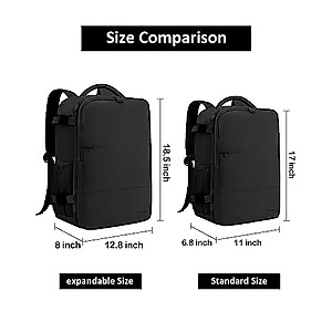 Travel Laptop Backpack, 40l Extra Large Laptop Backpack for Men Women, Business Carry on Backpack with USB Charging Port Fits 17 Inch Notebook, College Bookbag Duffel Bag for Weekender Work, Black