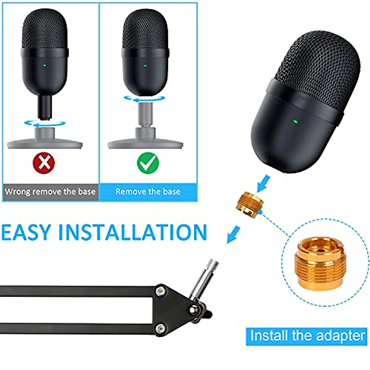 Razer Seiren Mini Mic Boom Arm with Microphone Windscreen and Dual Layered Mic Pop Filter for Razer Seiren Mini USB Streaming Microphone by YOUSHARES