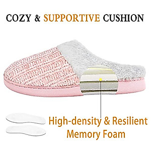 Amazon Essentials Women's Warm Cushioned Slippers for Indoor/Outdoor Pink, Size 8