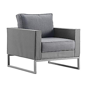 Elle Decor Tropez Mesh Outdoor Patio Furniture Collection with Metal Frame Arm Chair, Gray