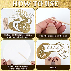 ojustbeok 40Pcs Engagement Party Decorations Gold Engagement Photo Booth Props We are Engaged Photo Props Decorations for Wedding Reception Bridal Shower Ceremony Party Supplies Favors