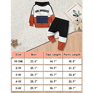Toddler Boy Clothes 3t Boy Clothes 4t Boys Clothes Color Block Hoodie Long Sleeve Sweatshirt Sweatpants Sweatsuit Toddler Boy Fall Outfits Toddler Boy Winter Clothes Orange