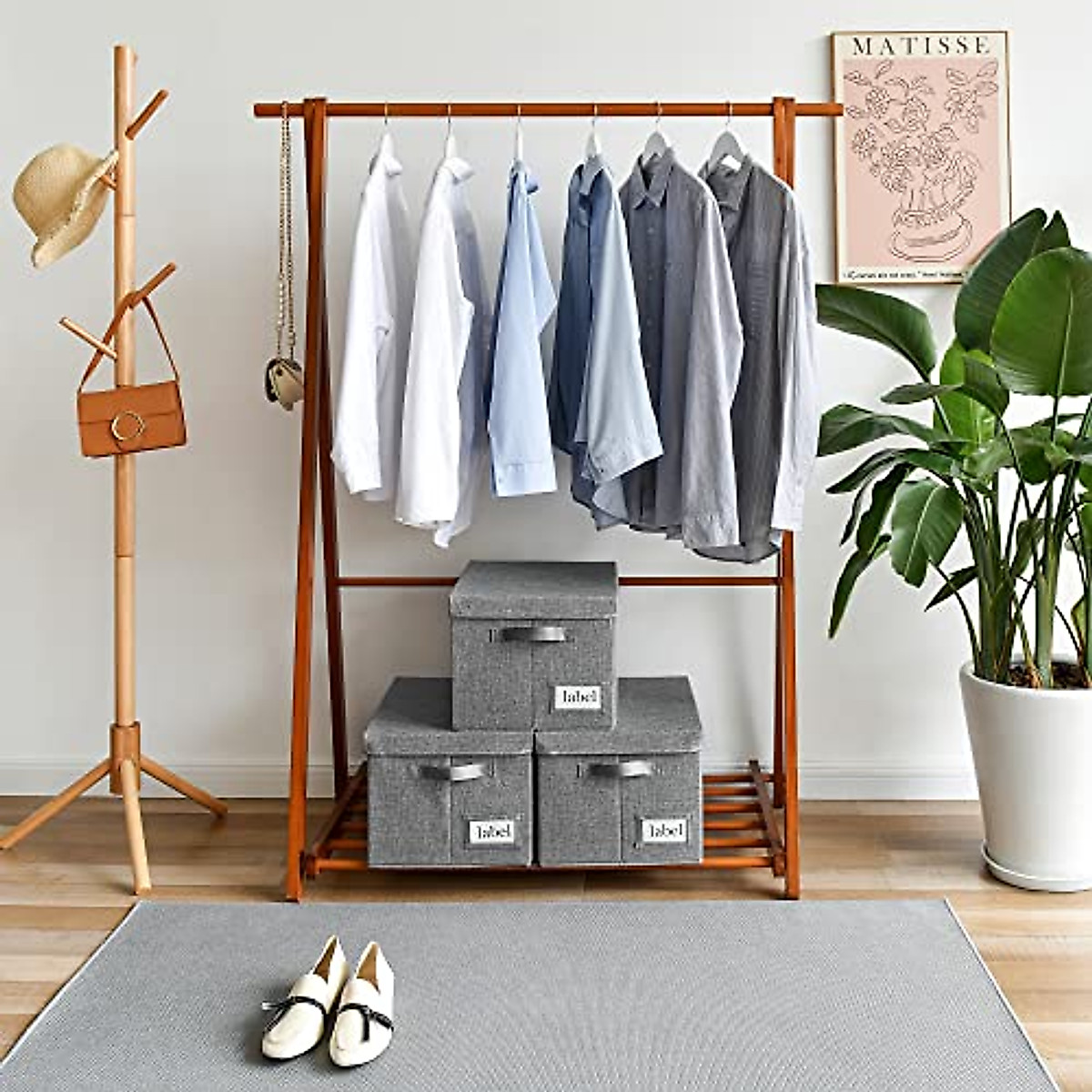 GRANNY SAYS Bundle of 1-Pack Hanging Clothes Organizer & 3-Pack Rectangle Storage Bins with Lids and Handles