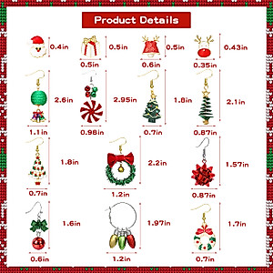 9/10/14/20 Pairs Christmas Earrings for Women Christmas Tree Bells Drop Dangle Earrings Holiday Earrings Xmas Jewelry…