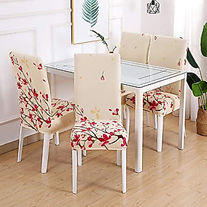 SearchI Dining Room Chair Covers Slipcovers Set of 6, Spandex Super Fit Stretch Removable Washable Kitchen Parsons Chair Covers Protector for Dining Room,Hotel,Ceremony, Flowers
