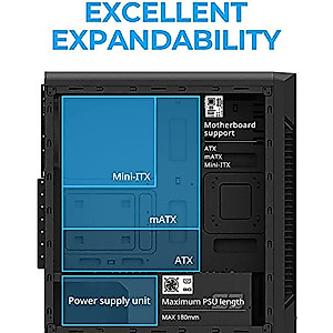 Zalman S3 TG ATX Mid-Tower PC Case, 3 x 120mm Fans Pre-Installed, Tinted Tempered Glass Side Panel, USB 3.0, Black