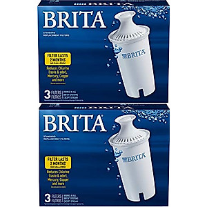 Brita , White Water Pitcher Replacement Filters, 3 ea(2 Packs of three filters each ), 6 filters