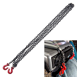 ShareGoo Mini Metal Trailer Chain with Tow Hook Decoration Accessories Compatible with Axial SCX10 HSP 94180 RC4WD D90 Traxxas TRX4 CC01 1/10 RC Crawle (Black)