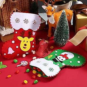 TOYANDONA 20pcs Christmas Felt DIY Stockings Crafts Create Your Own Santa Snowman Reindeer Christmas Decoration Ornaments Christmas Stocking Sewing Kits for Xmas Holiday Party