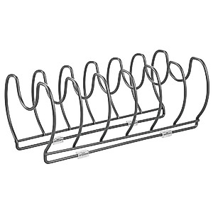 mDesign Metal Wire Pot/Pan Organizer Rack for Kitchen Cabinet, Pantry Shelves, 6 Slots for Vertical or Horizontal Storage of Skillets, Frying or Sauce Pans, Lids, Baking Stones - Graphite Gray