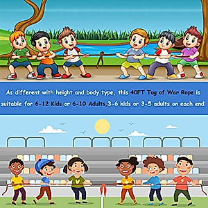 JHkim Tug of War Rope - 40FT War Rope for Family Reunion Games, Field Day Yard Games for Kid and Adult, Independence Patriotic Day Party Games, Outside Sports Activities, Carnival Games Outdoor
