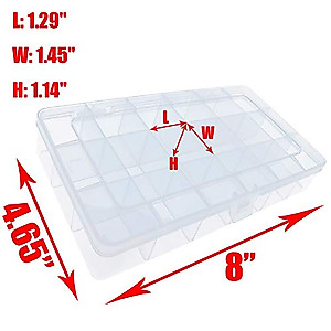 Xiaoyztan 2 Pcs 18-Grid Plastic Storage Cases Multifunctional Container Boxes for Small Components Jewelry Sweets Medicine (8" x 4.7" x 1.3")
