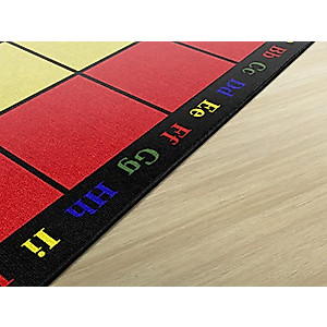 Flagship Carpets Learning Grid Colorful Numbers and Letters Kids Seating Area Rug for Classroom, Play Area Mat, Home Learning or Kids Room Carpet, 5'10" x 8'4", Seats 24