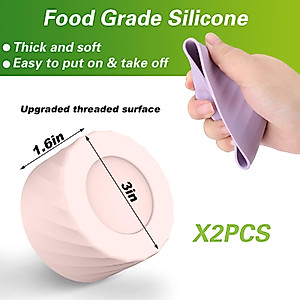 AIERSA 2Pcs Silicone Boot Sleeve for Stanley Quencher 40oz 30oz Tumbler with Handle,for IceFlow 20oz 30oz,Protective Water Bottle Bottom Bumper Cover for Stanley Cup Accessories, Pink, Purple