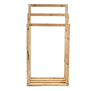 Mind Reader 3-Tier Bamboo, Bathroom Towel Bar, Pool Drying Rack, Quilt Stand, Multi-Level, Brown