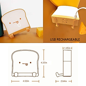 QANYI Cute Night Light Toast Bread LED Night lamp with Rechargeable, Portable Bedroom Bedside Bed lamp Christmas Gifts Ideas for Tween Teenage Teenager Teens Girls Boys Women