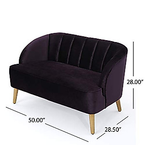 Christopher Knight Home Amaia Modern Velvet Sofa, Blackberry / Walnut