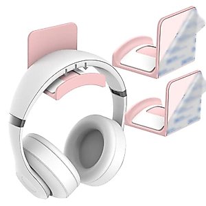 HomeMount Headphone Stand Headset Holder - Adhesive Gaming Headphone Hanger Hook Desk Mount for Most Headphone & Controller (Pink 2Pack)