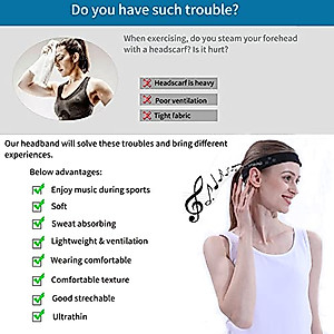 Wireless Sports Headband Headphones Sweatproof-Sleep Eye Mask Headband Headsets Gyms Music Earphones with HD Speaker for Men & Women