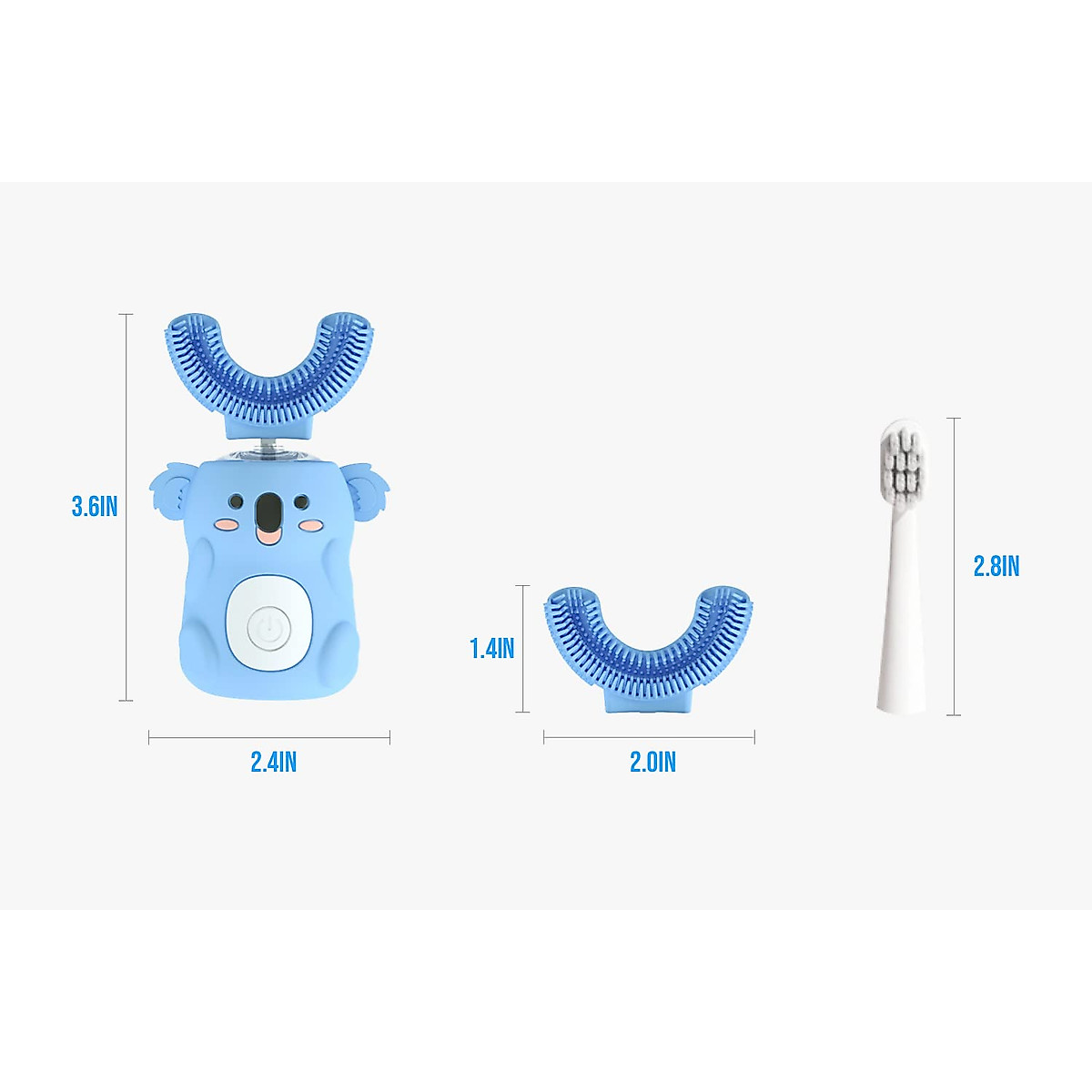 Kids Electric toothbrushe and Foam toothpaste, Children U Shaped Ultrasonic Automatic Toothbrush with 3 Brush Heads, 3 Cleaning Modes, Automatic Timer Tooth Brush for toddler, (Age 2-8,Bue) (Bue)