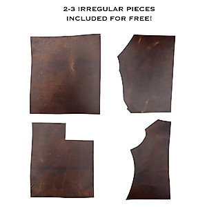 Biocca Boutique - Premium Genuine Leather Square for Crafts - 12" X 12" (2-Pack) - Free Extra Pieces Included!