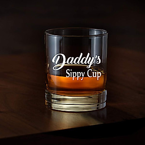 AGMdesign, Daddy's Sippy Cup Whiskey Glasses, Funny Fathers Day, Birthday Gifts for Dad from Daughter, Son