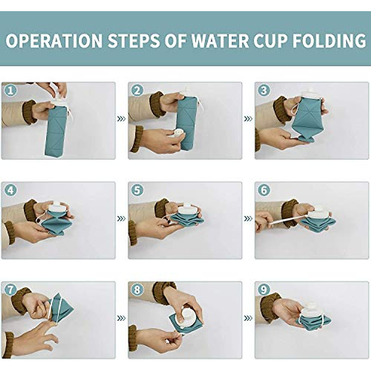 SPECIAL MADE Collapsible Water Bottles Leakproof Valve Reusable BPA Free Silicone Foldable Travel Water Bottle for Gym Camping Hiking Travel Sports Lightweight Durable 20oz Dark Green