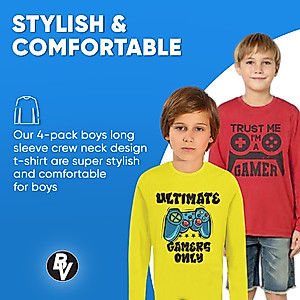 BROOKLYN VERTICAL 4-Pack Boys Long Sleeve Crew Neck T-Shirt with Chest Print | Soft Cotton Sizes 6-20 (as1, Alpha, s, Regular, Combo B)
