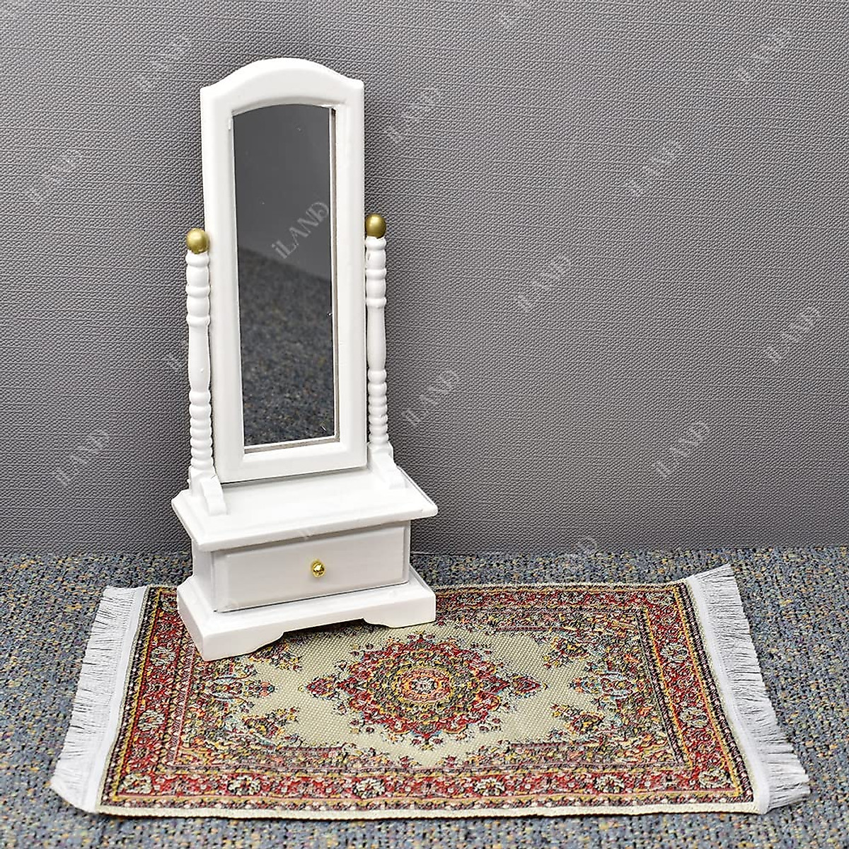 iLAND Miniature Dollhouse Accessories of Carpet for Dollhouse Furniture on 1/12 Scale and 3” - 12” Dolls, Woven Dollhouse Rugs 6” x 3.8” (2pcs Fragrance)