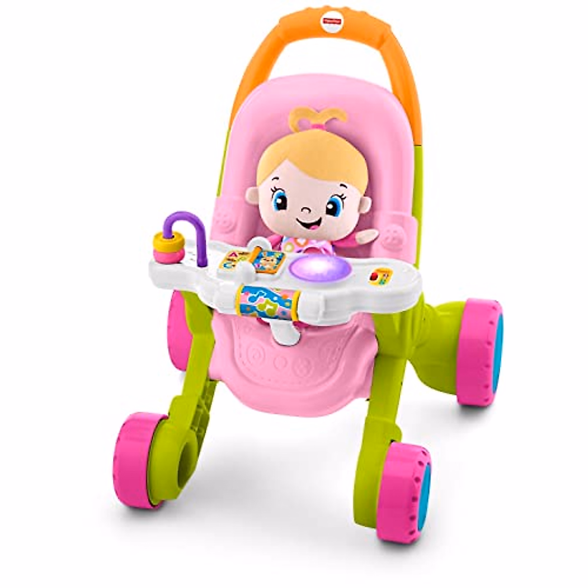 Fisher-Price Laugh & Learn Stroll & Learn Walker Gift Set, Musical Baby Walking Toy and Soft Doll for Infants Ages 9 Months and Older