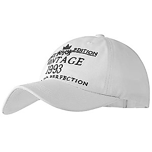 Dingyijie 1993 30th Birthday Gifts for Men Women - Adjustable Cotton Baseball Cap 30 Years Old Birthday Present Party Hat (White)