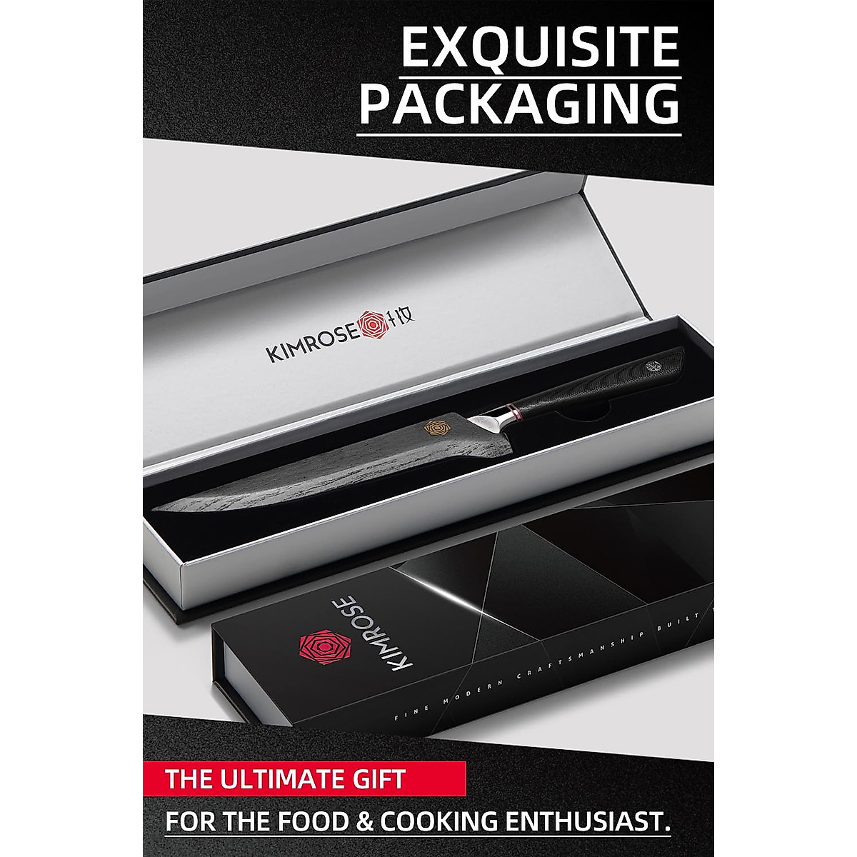 KIMROSE Damascus Boning Knife - 6 inch - 67 Layers 10Cr15CoMoV Alloy Steel - Black G10 Handle, Razor Sharp Kitchen Fillet Knife, Meat Cutting, Trimming, Magnetic Sheath, Gift Box