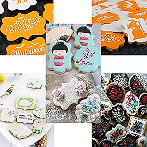8 PCS Plaque Cookie Cutter Frame Shapes Sugar Sign Cookie Cutters Name Plate Cookie Cutter for Birthday Wedding Baby Shower Cookies Fondant Decorations