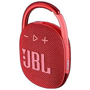 JBL Clip 4 Waterproof Portable Bluetooth Speaker Bundle with Megen Protective Hardshell Case (Red)