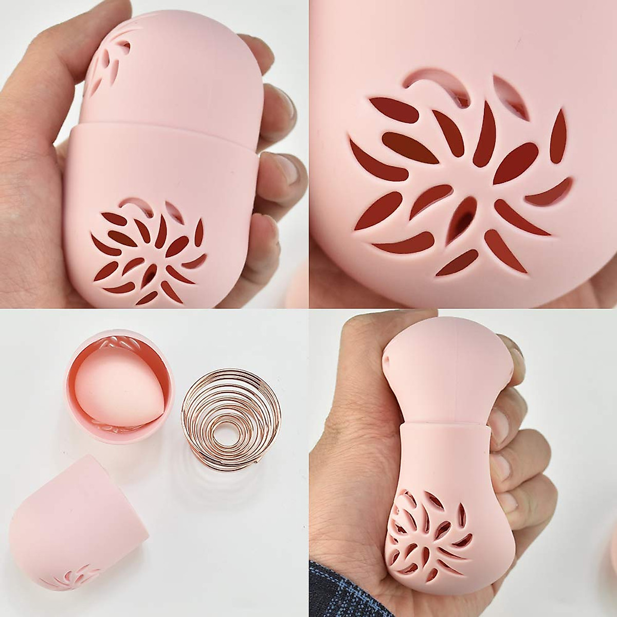 DKAF Makeup Sponge Container Set, 2 Silicone Makeup Sponge Travel Case 2 Soft Makeup Sponge and 2 Makeup Sponge Drying Holder, Easy to Carry