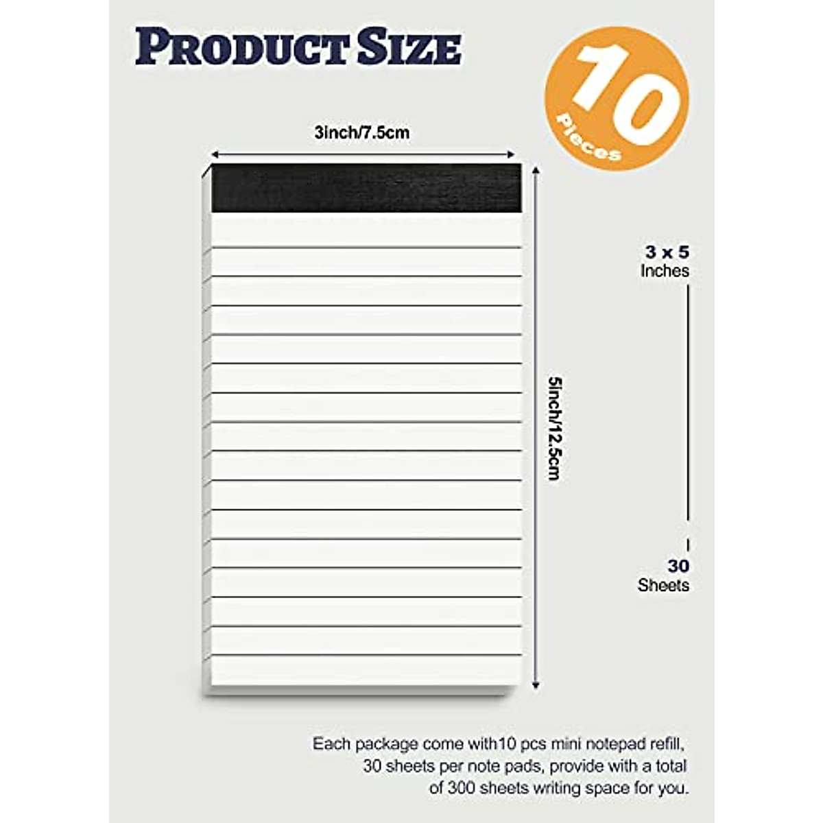 10 Pack Small Notepads Refills Memo Pads 3 x 5 Inch Lined Writing Note Pads with 30 Sheets Note Pad Paper in Each Pad Mini Pocket Notebook Refills for Taking Notes and Reminders Organization Planning