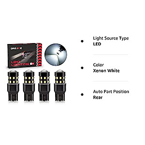 BRISHINE 4-Pack 1000 Lumens Super Bright 7440 7443 7441 7444 W21W LED Bulbs 6000K Xenon White 24-SMD LED Chipsets with Projector for Backup Reverse Lights, Parking Lights, Daytime Running Lights