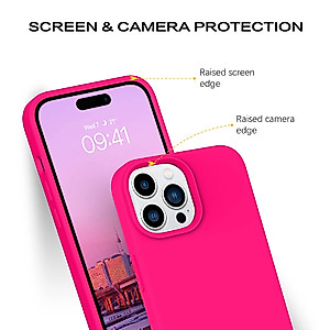 BENTOBEN for iPhone 14 Pro Max Case, Soft Silicone Gel Rubber Bumper Microfiber Lining Hard Back Shockproof Protective Phone Cover for iPhone 14 Pro Max 6.7", Hot Pink