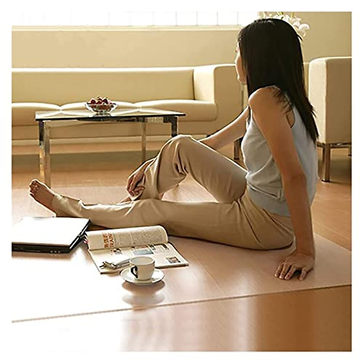 Clear PVC Desk Chair Mat 1.5mm Thick Chair Mat for Hard Floors, Plastic Carpet PVC Transparent High Impact Strength Office HouseholdNot Deformed Floor mat,60/90/100/120cm Wide for Office & Home (Colo