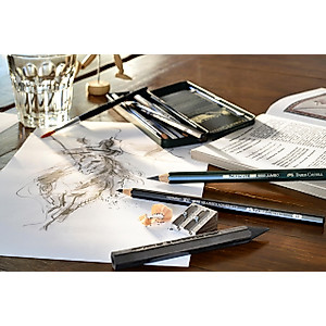 Faber-Castell 9000 Jumbo Graphite Pencil Set - 2 Graphite Sketch Pencils (2B, 4B), Double Hole Pencil Sharpener, Dust Free Art Eraser - Graphite Pencils for Drawing, Sketching and Shading