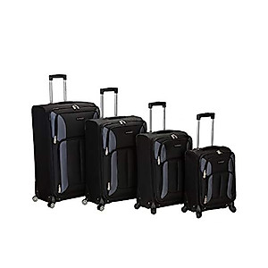 Rockland Impact Softside Spinner Wheel Luggage Set, Black, 4-Piece (18/22/26/30)