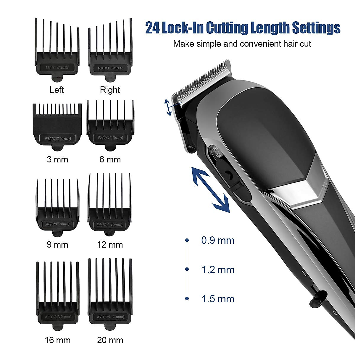 COSYONALL Hair Clippers for Men Pro Corded Hair Trimmer Cutting Kit with 8 Clipper Guide Combs Hard Storage Case for Hair Cutting (Black)