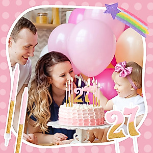 iNINGER Pink Gold Birthday Candles,Pink Glitter Number 14 Candles with Long Candles,Birthday 14th Candles,Girls 14th Birthday Cake Candles Decorations,Birthday Anniversary Wedding Party