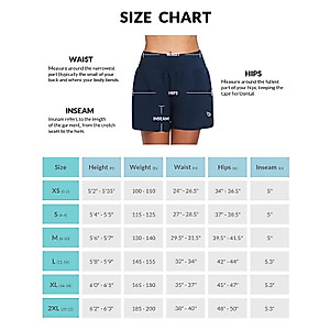 BALEAF Women's 5" Workout Shorts Gym Running Shorts Athletic with Liner High Waistband Quick Dry Sports Zipper Pockets Navy S