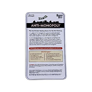 Anti-Monopoly Game Tin Travel by University Games |The Real Estate Trading Game for the 21st Century | Fun, Challenging Game in Travel Tin | For Ages 8 Years and Up