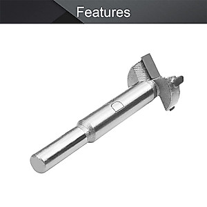 Utoolmart Forstner Drill Bits, 26mm Cemented Carbide Wood Cutter Tool, Round Shank Woodworking Hole Saw Cutter, 80mm Length Woodworking Hole Boring Bit, Gray, 1 Pcs